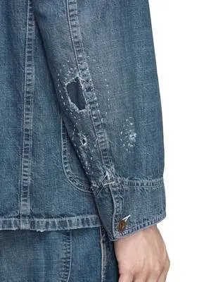 MAISON MARGIELA Denim Caban Jacket With Distressed Details - Multicolor