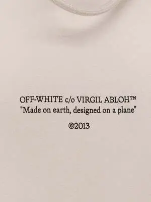 Off-White Cotton Hoodie With Frontal Logo Print - Multicolor