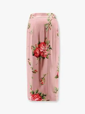 Dolce & Gabbana Floral Print Silk Blend Skirt