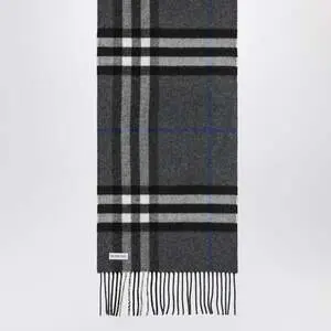 Burberry Reversible Check Cashmere Scarf In Grey - Gray
