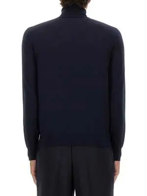 Saint Laurent Turtleneck Pullover" Fine Knit Cashmere, Wool, And Silk Blend - Blue