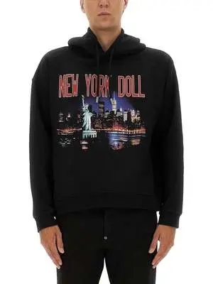 Dsquared2 Printed Cotton Hoodie - Black