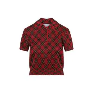 Alexander McQueen Microcheck Viscose Polo - Red