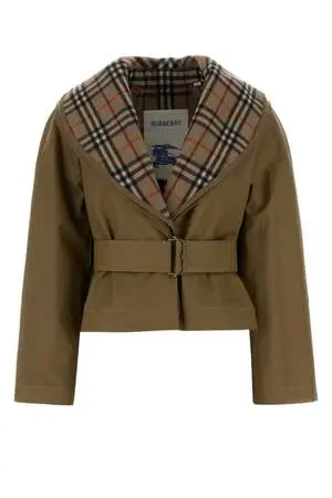 Burberry Cropped Cotton Jacket With Check Quilting