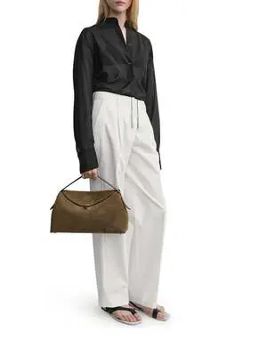 TOTEME T-lock Suede Top Handle Bag - Brown