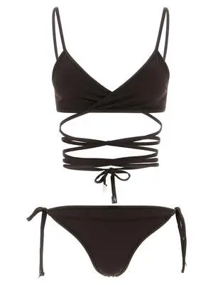 Attico Lycra Bikini With Logo Detail - Brown