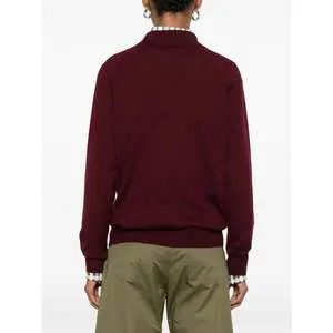 Miu Miu Burgundy Wool Logo Embroidery Cardigan