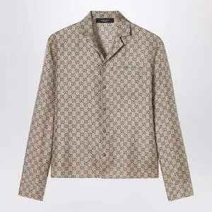 Gucci Bowling Shirt In Silk Twill With All-over Gg Print