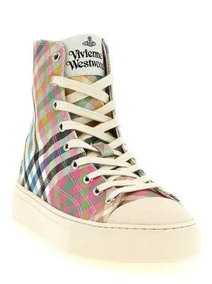VIVIENNE WESTWOOD Plimsoll High-top Sneakers With Tartan Pattern