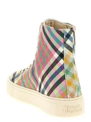 VIVIENNE WESTWOOD Plimsoll High-top Sneakers With Tartan Pattern