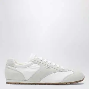 Prada Fabric And Suede Lace-up Sneakers - White