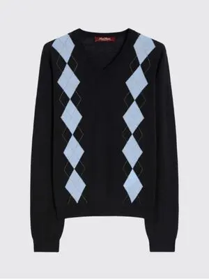 Max Mara V-neck Argyle Sweater - Blue