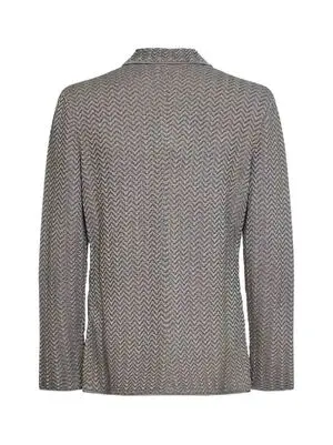 Giorgio Armani Grey Chevron Ottoman Viscose Blend Jacket
