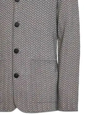Giorgio Armani Grey Chevron Ottoman Viscose Blend Jacket