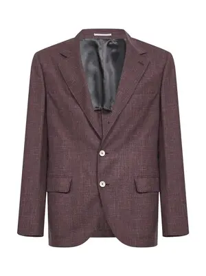 Brunello Cucinelli Cherry Prince Of Wales Single-breasted Blazer - Multicolor