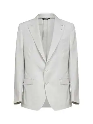 Dolce & Gabbana Beige Wool Poplin Single-breasted Blazer - Multicolor