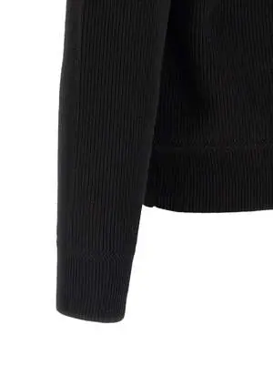 Stone Island Ribbed High Neck Quarter Zip Sweater - Black