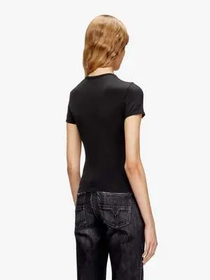 DIESEL® Cropped Cotton Blend T-shirt With Logo Detail