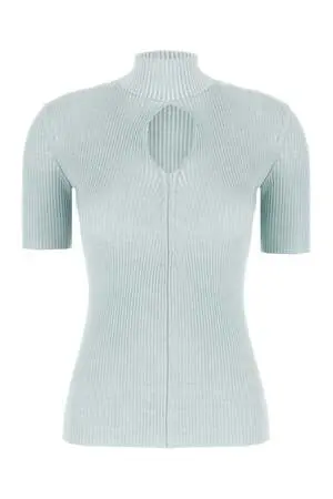 Fendi Ribbed Knit Top With Keyhole Detail - Multicolor