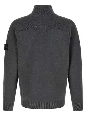 Stone Island Ribbed High Neck Zip-up Sweater