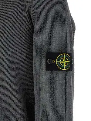 Stone Island Ribbed High Neck Zip-up Sweater