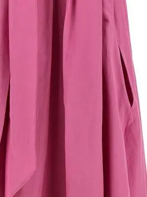 Max Mara Piega' Cotton And Ramie Pleated Maxi Dress