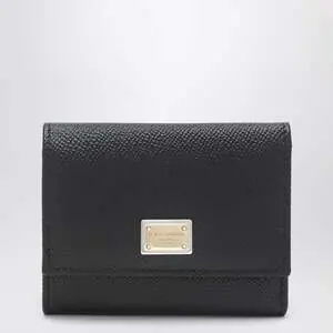 Dolce & Gabbana Dauphine Leather Wallet With Logo Plaque - Black