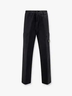 Stone Island Organic Cotton Cargo Trousers - Black