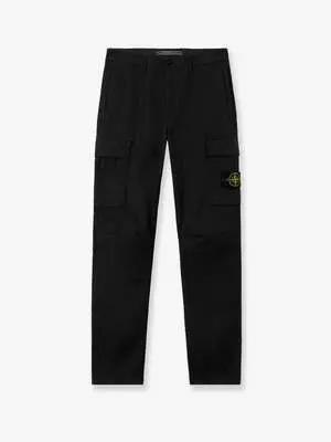 Stone Island Organic Cotton Cargo Trousers - Black