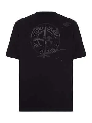 Stone Island T-shirt With Compass Logo Print - Black