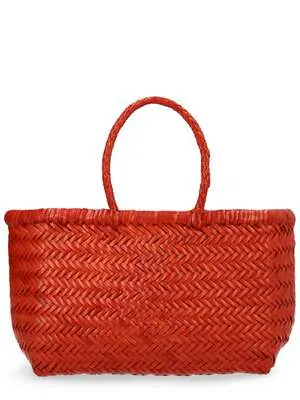 Dragon Diffusion Borsa Triple Jump Small Woven Leather Tote - Orange