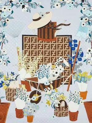 Fendi Silk Scarf With Gardening Print - Multicolor