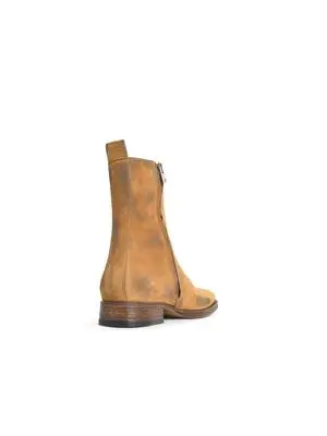 Acne Studios Beige Suede Ankle Boots With Square Toe And Side Zip
