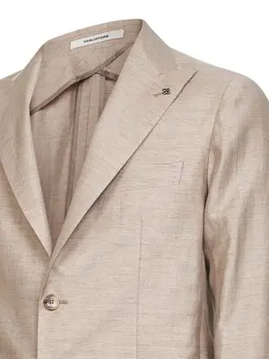 Tagliatore Dove Grey Linen And Cotton Blend Montecarlo Single-breasted Blazer