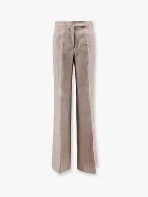 Max Mara Linen Wide Leg Trousers - Cream