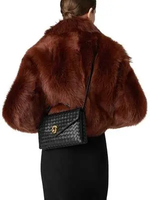 Bottega Veneta Intrecciato Leather Knot Lock Bag - Black