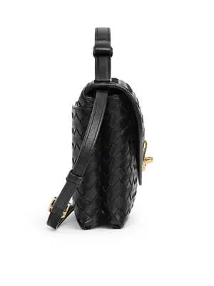 Bottega Veneta Intrecciato Leather Knot Lock Bag - Black