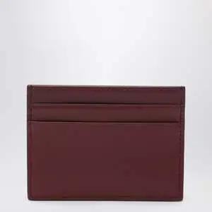 Dolce & Gabbana Bordeaux Leather Cardholder With Logo Plate - Red
