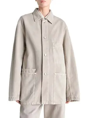 LEMAIRE Utility Overshirt In Snow Broken Twill
