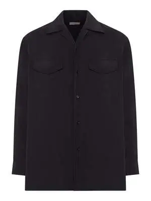 LEMAIRE Convertible Collar Shirt In Dry Silk