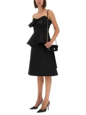 Alexander McQueen Strapless Corset Top With Bow Detail - Black
