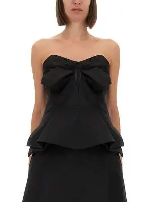 Alexander McQueen Strapless Corset Top With Bow Detail - Black