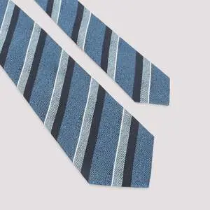 Kiton Silk Tie With Diagonal Stripes - Blue