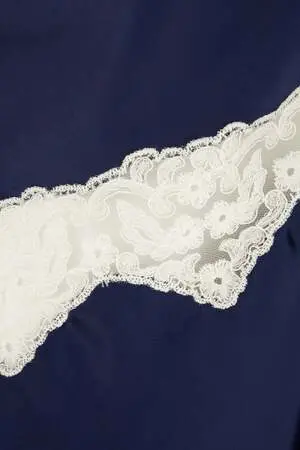 Alberta Ferretti Navy Blue Lace Trimmed Camisole