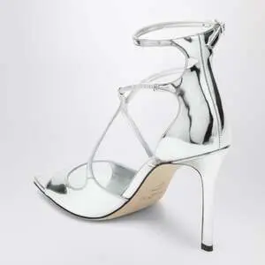 JIMMY CHOO Azia 95 Metallic Sandals - Silver