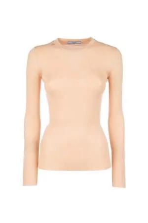Prada Ribbed Long Sleeve Top - Multicolor