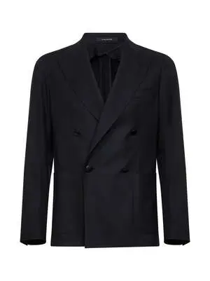 Tagliatore Tagliatore Men Black Stretch Virgin Wool Montecarlo Double-Breasted Blazer Multicolor