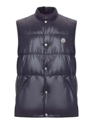 Moncler Restigo Quilted Vest With Logo Patch - Blue