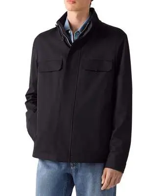 Zegna Field Jacket In Twill - Blue