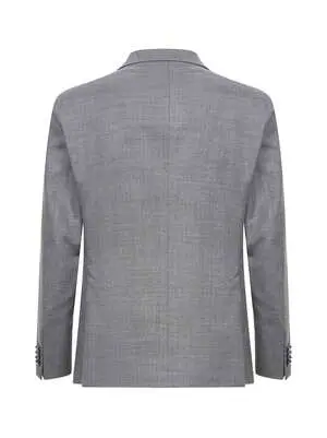 Tagliatore Silver Grey Stretch Virgin Wool Montecarlo Double-breasted Blazer